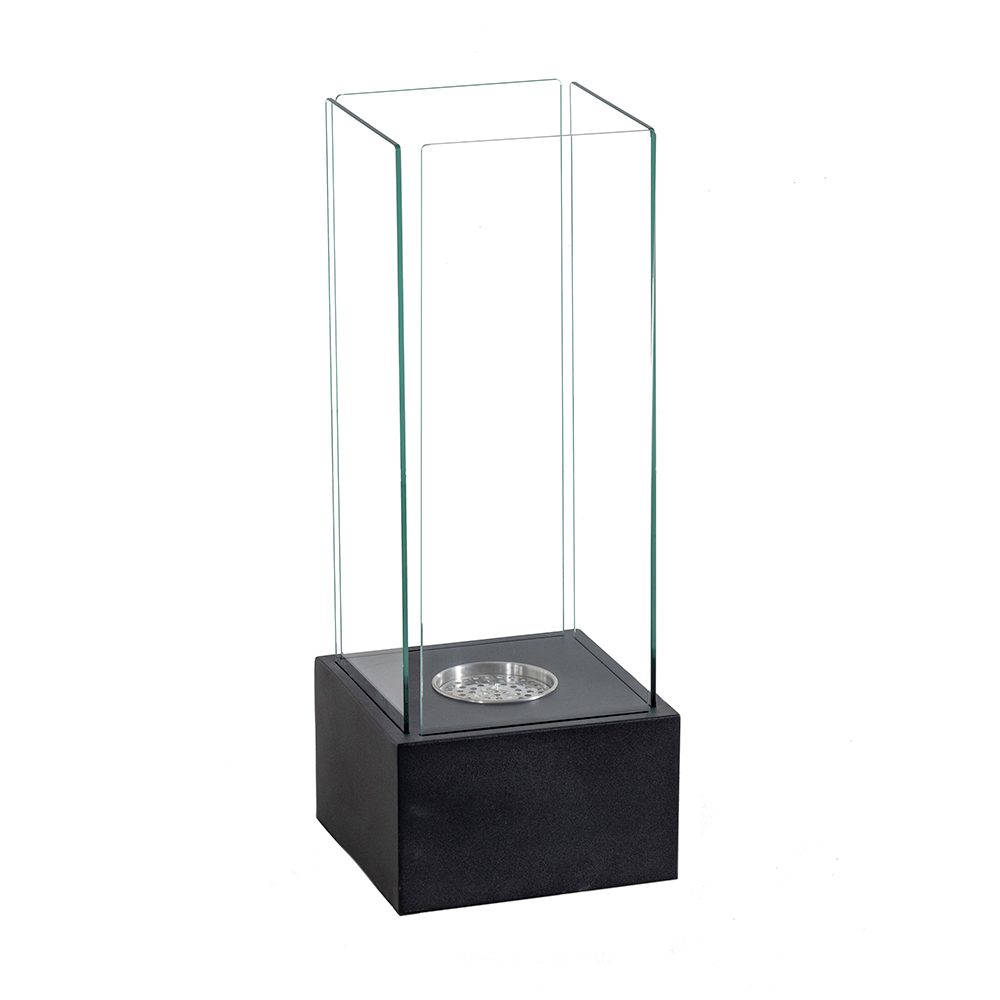 Semineu de pardoseala cu bioetanol cu baza metalica neagra