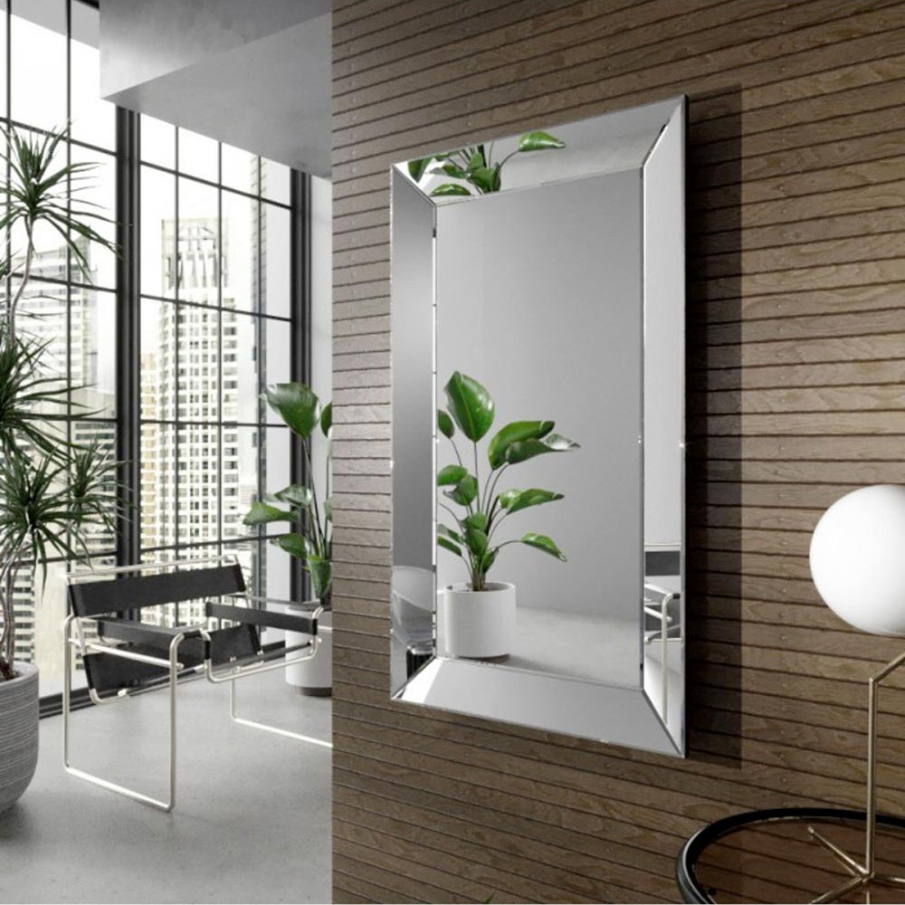 Oglinda de perete dreptunghiulara cu rama de sticla