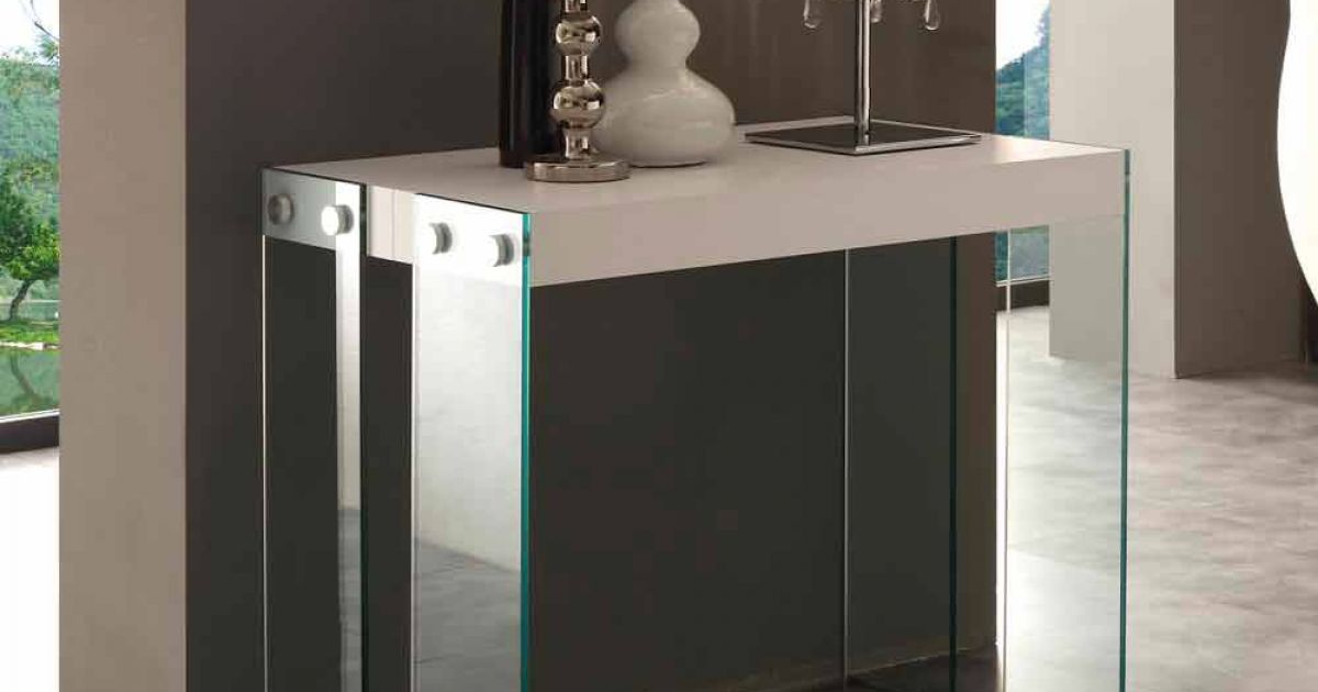 Consolă extensibilă cu design modern, cu picioare din sticlă temperată Miss