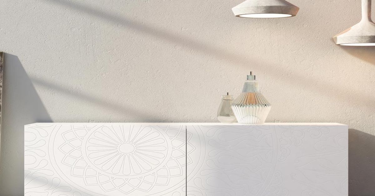 Bufetă din Mdf alb mat cu 2 uși și bază plintă