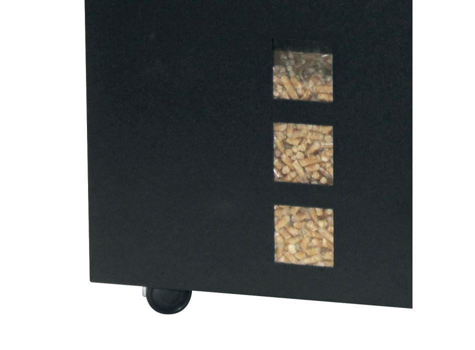 Suport pentru pelete pătrat din oțel vopsit negru și roți