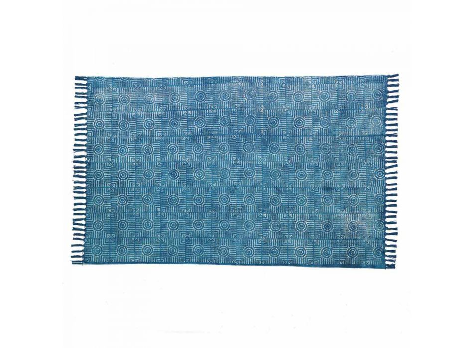 Covor colorat cu design etnic în material textil cu ciucuri