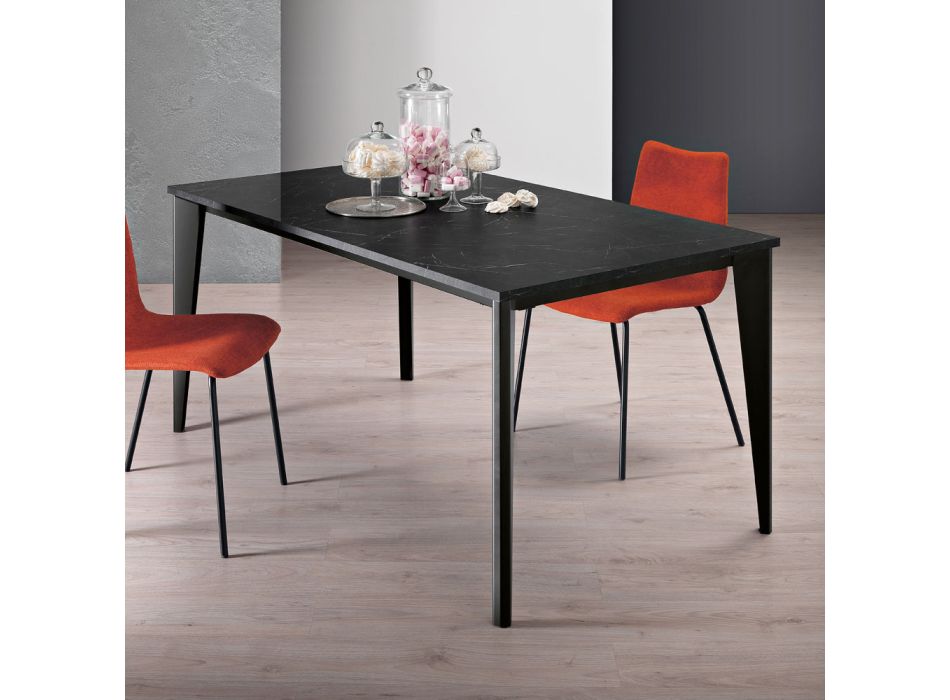 Masa extensibila din melaminat cu finisaj in marmura neagra