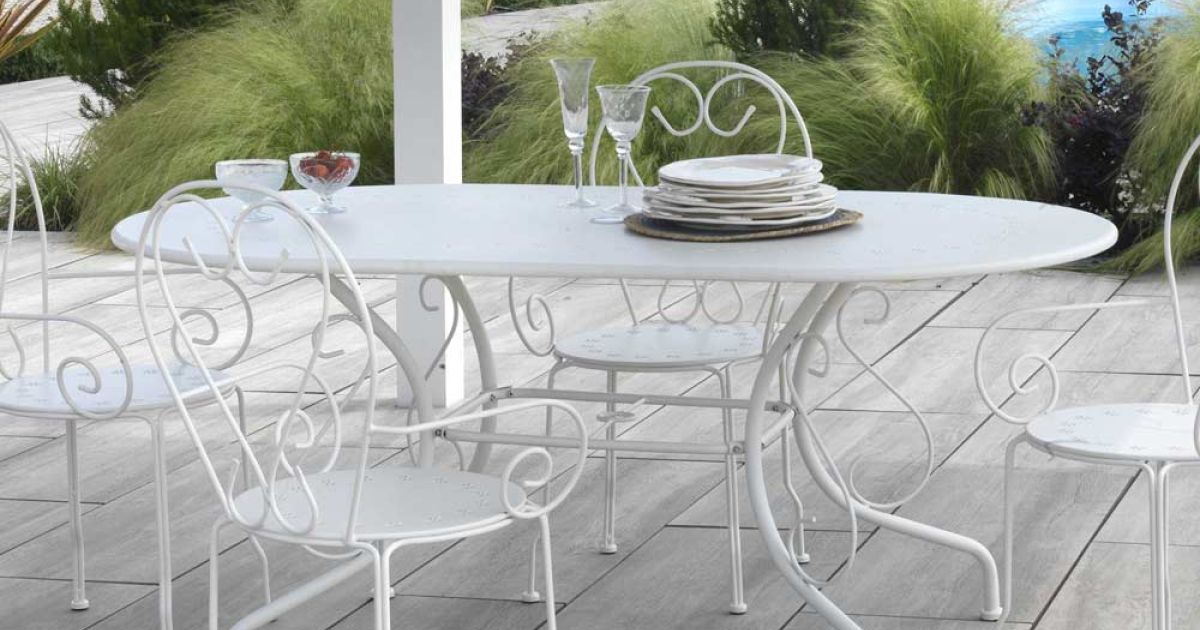 Masă de grădină ovală din metal